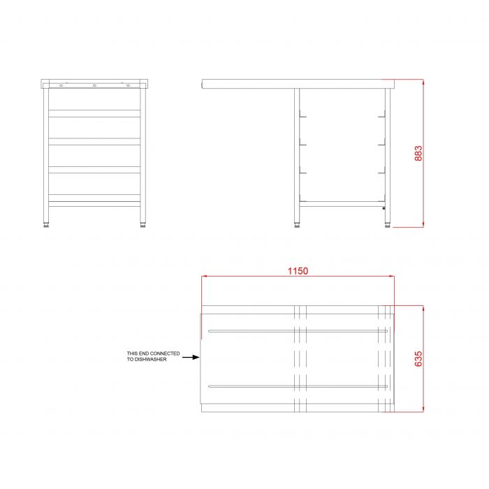 SCR1150 Hobart Outlet Table 1150mm